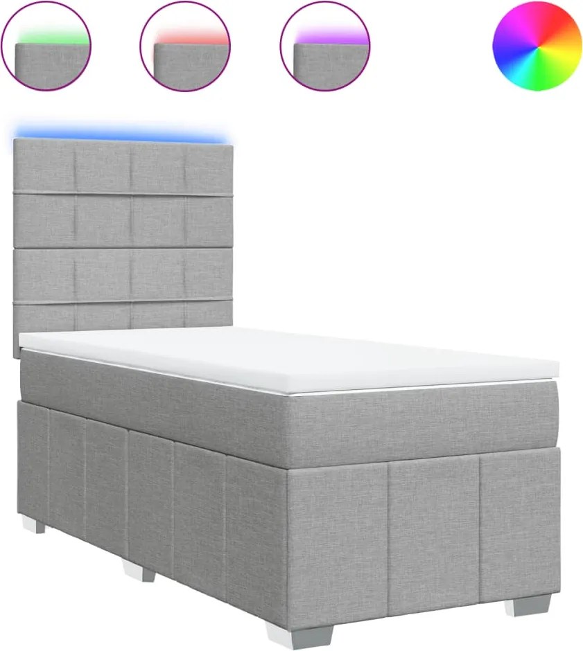 Box spring postel s matrací světle šedá 80 x 200 cm textil 3293795