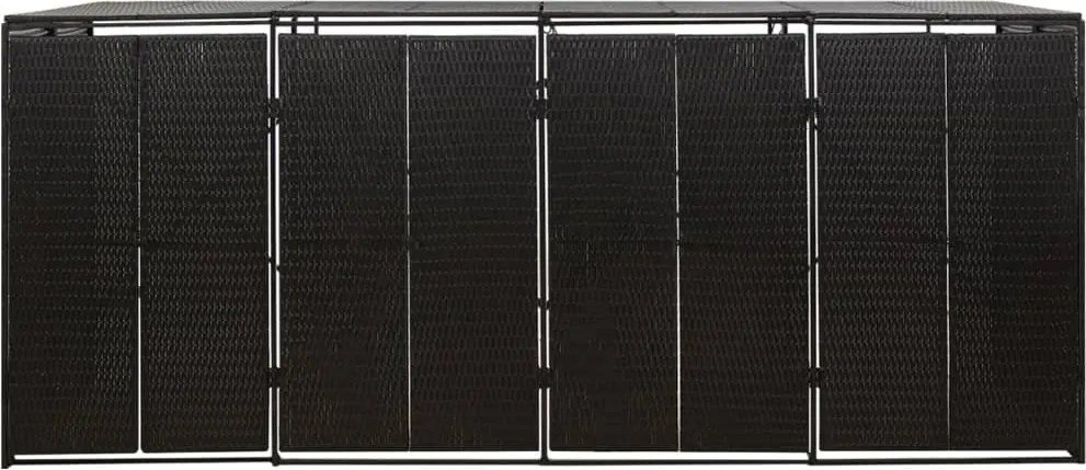 Přístřešek na čtyři popelnice černý 274 x 80 x 117 cm polyratan 319863