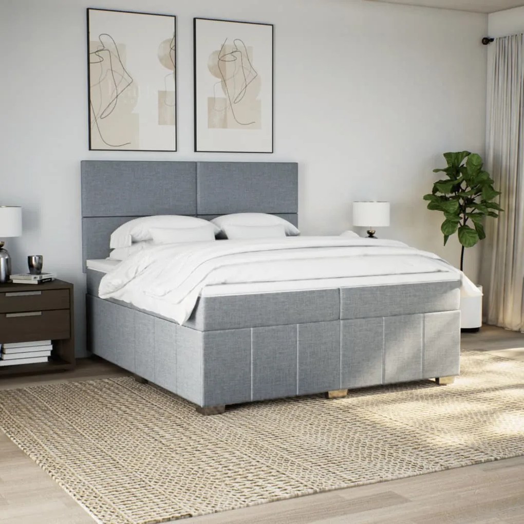 Box spring postel s matrací světle šedá 200 x 200 cm textil 3291768