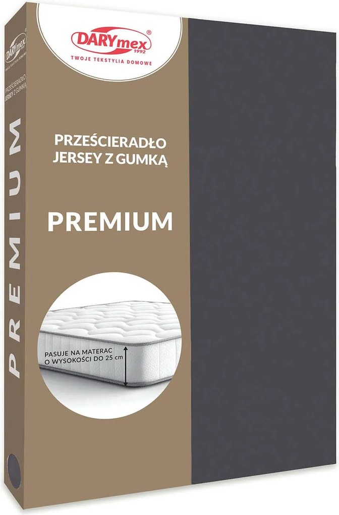 JERSEY PROSTĚRADLO PREMIUM 160X200 CM TMAVĚŠEDÉ