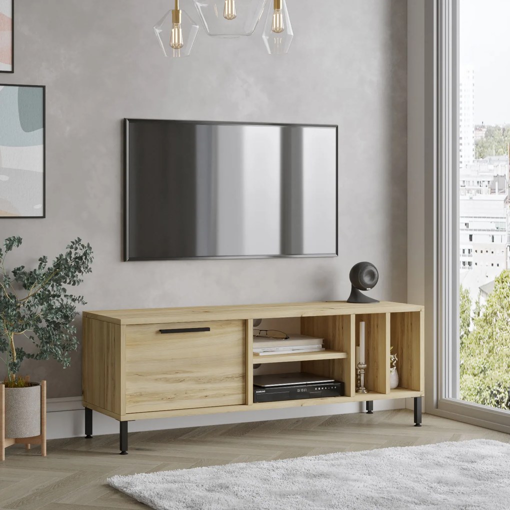 KALUNE DESIGN Dřevěný TV stolek KERT světlý 956LCS1635
