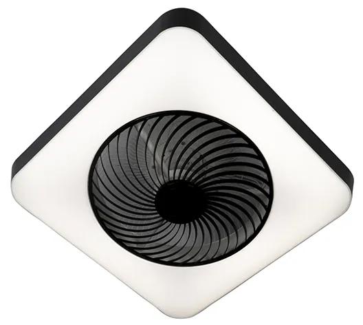Stropní ventilátor čtvercový černý vč. LED stmívatelné - Climo