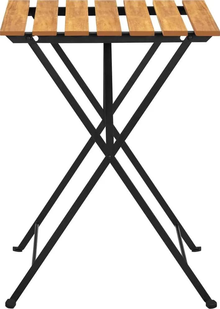 vidaXL Skládací bistro stůl 55 x 54 x 71 cm masivní akácie a ocel [313158] Barva: Černá