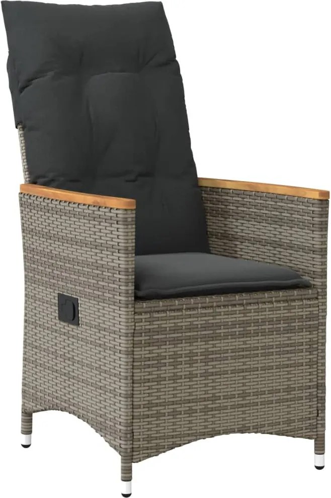3dílný bistro set s poduškami šedý polyratan 3276843