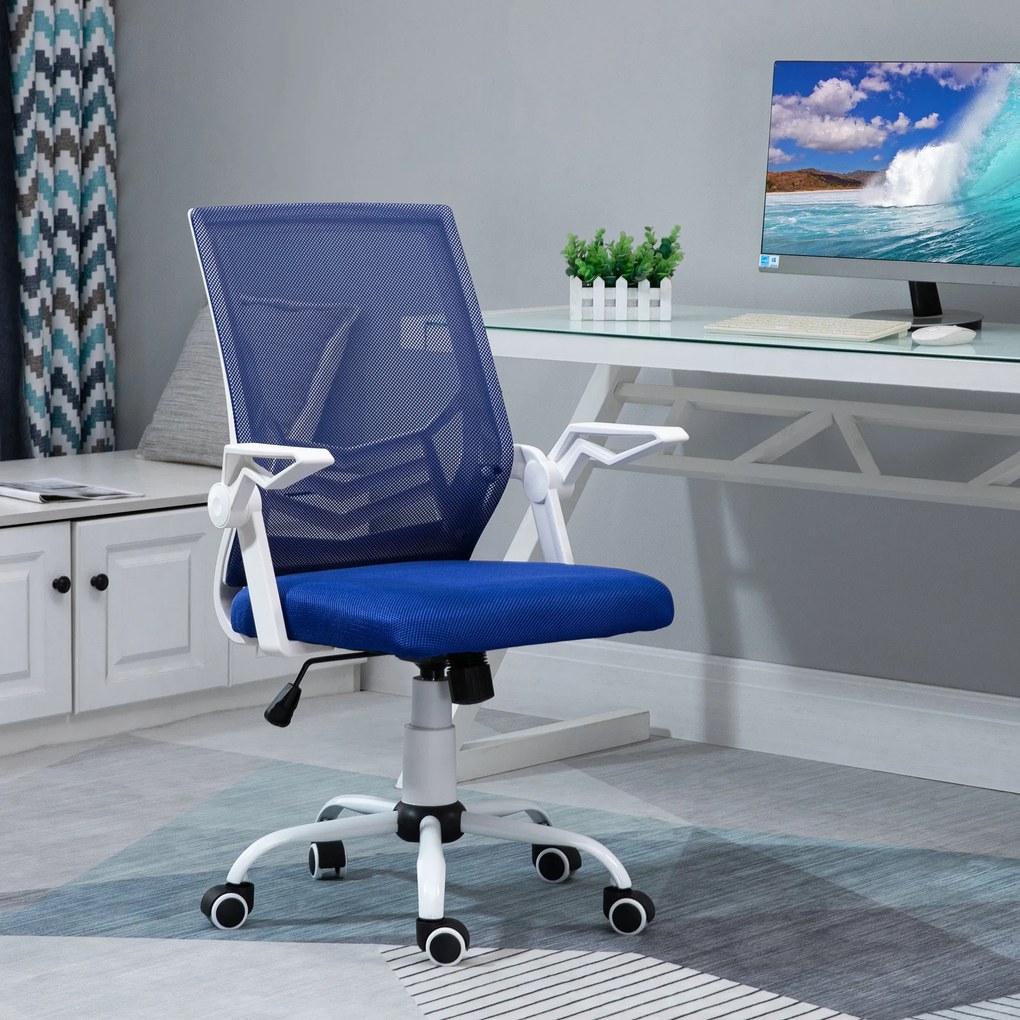 Ergonomická kancelářská židle Vinsetto - otáčecí kancelářská židle s nastavitelnou výškou, zdvihacími opěrkami a bederní podporou, pro teenagery a do…