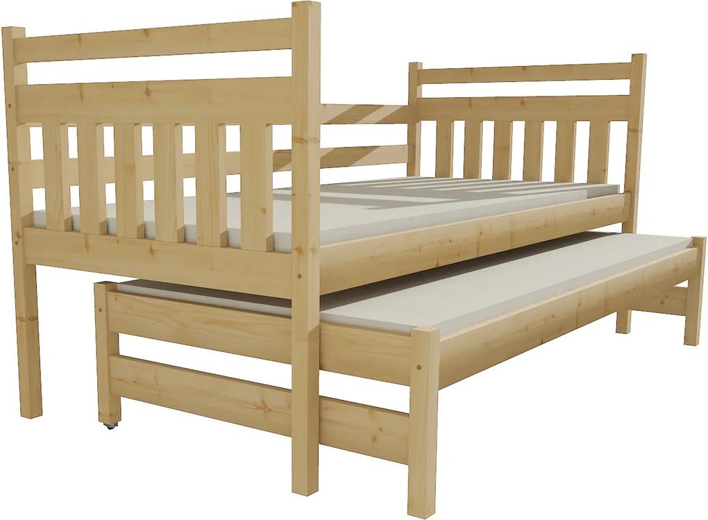 Vomaks Dětská postel s výsuvnou přistýlkou DPV 029 (netransparentní barva hnědá, 2 kusy úložných prostor, 90 x 200 cm)