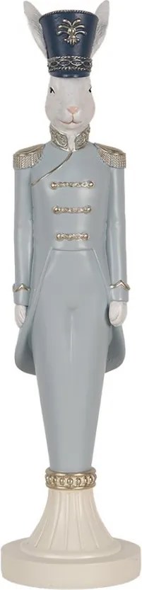 Dekorace figurka bílý králík v modrém obleku - 9*9*35 cm