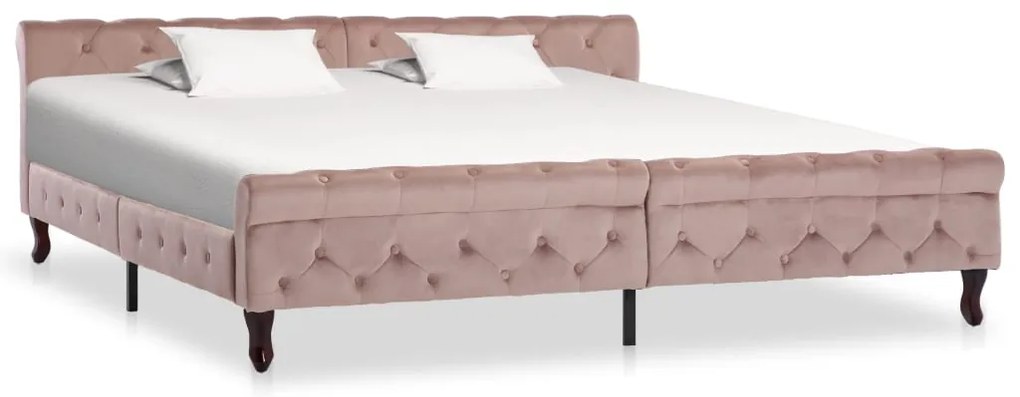Rám postele růžový samet 200 x 200 cm 288570