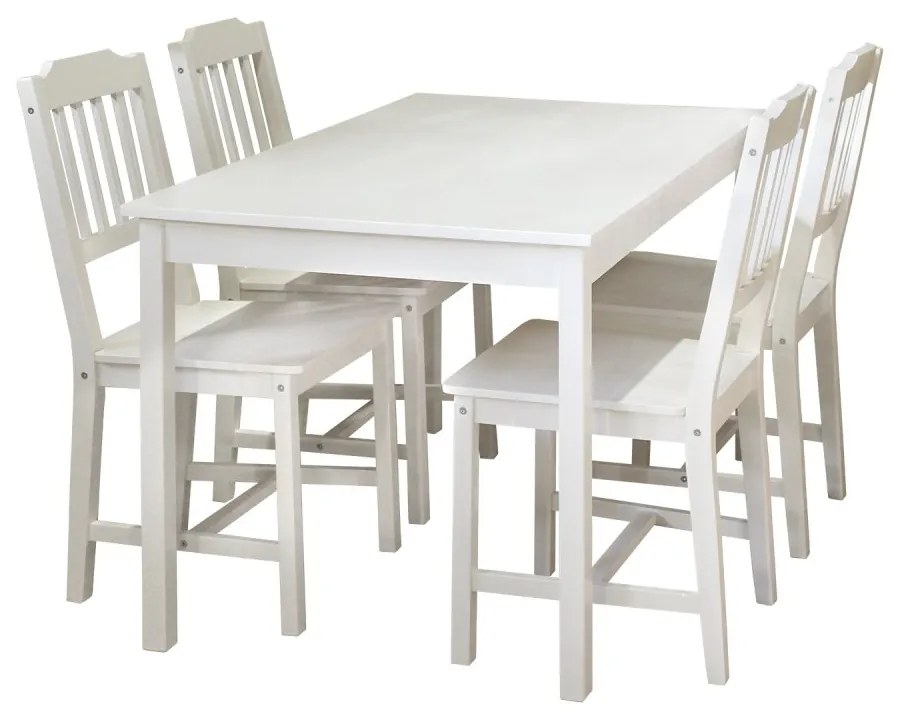 IDEA Stůl + 4 židle 8849 bílý lak
