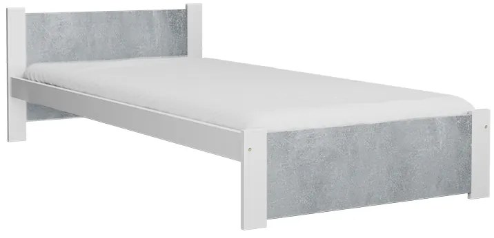 Postel IKAROS 90 x 200 cm, beton/bílá Rošt: S laťkovým roštem, Matrace: Matrace Deluxe 10 cm