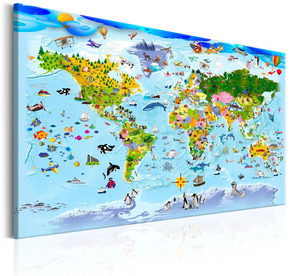 Obraz - Children's Map: Colourful Travels 90x60