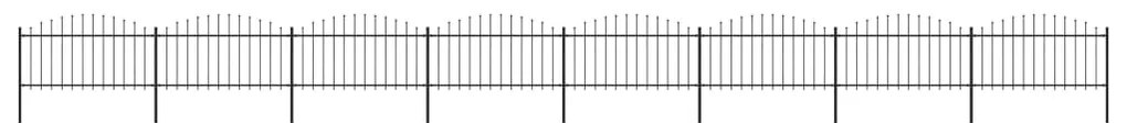 Zahradní plot s kopím nahoře ocelový 1426 x 150 cm černý