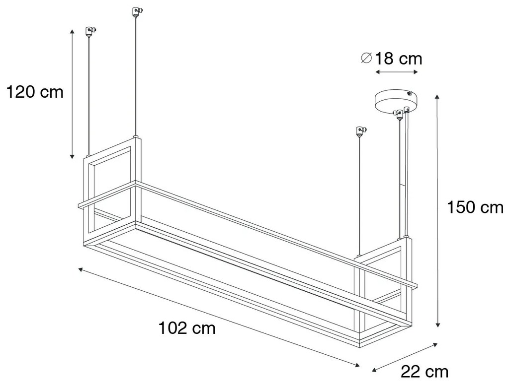 Závěsné svítidlo černé s policí vč. LED 3-stupňově stmívatelné - Cage Rack