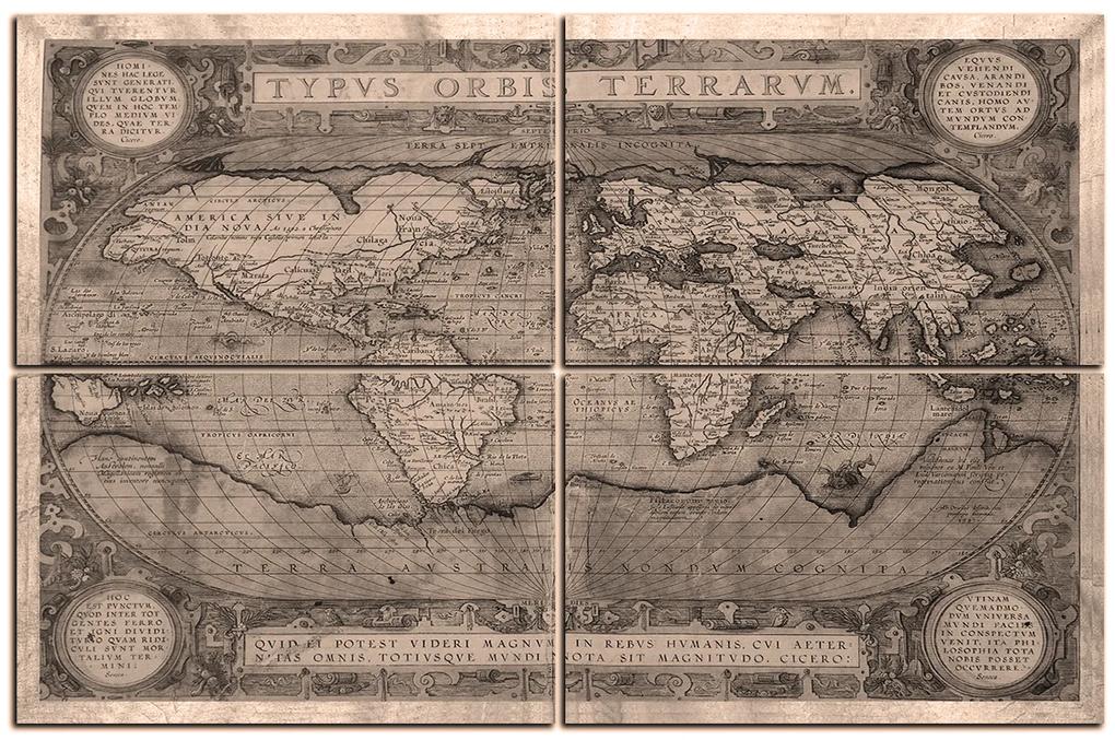 Obraz na plátně - Starožitný mapa světa 1102FC (120x80 cm)