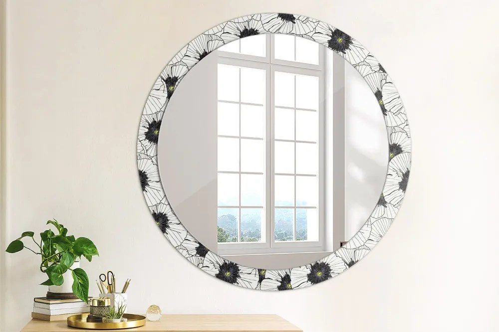 Kulaté dekorativní zrcadlo Složení lineárních květů fi 90 cm