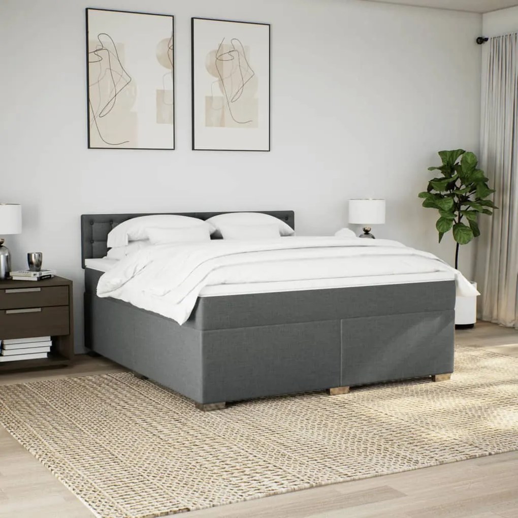 Box spring postel s matrací tmavě šedá 180x200 cm textil 3285982
