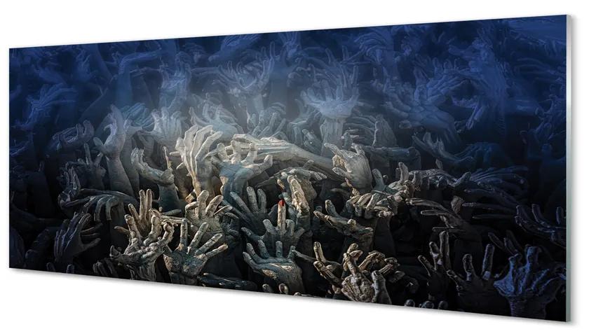 akrylový obraz Hands modré světlo 120x60 cm
