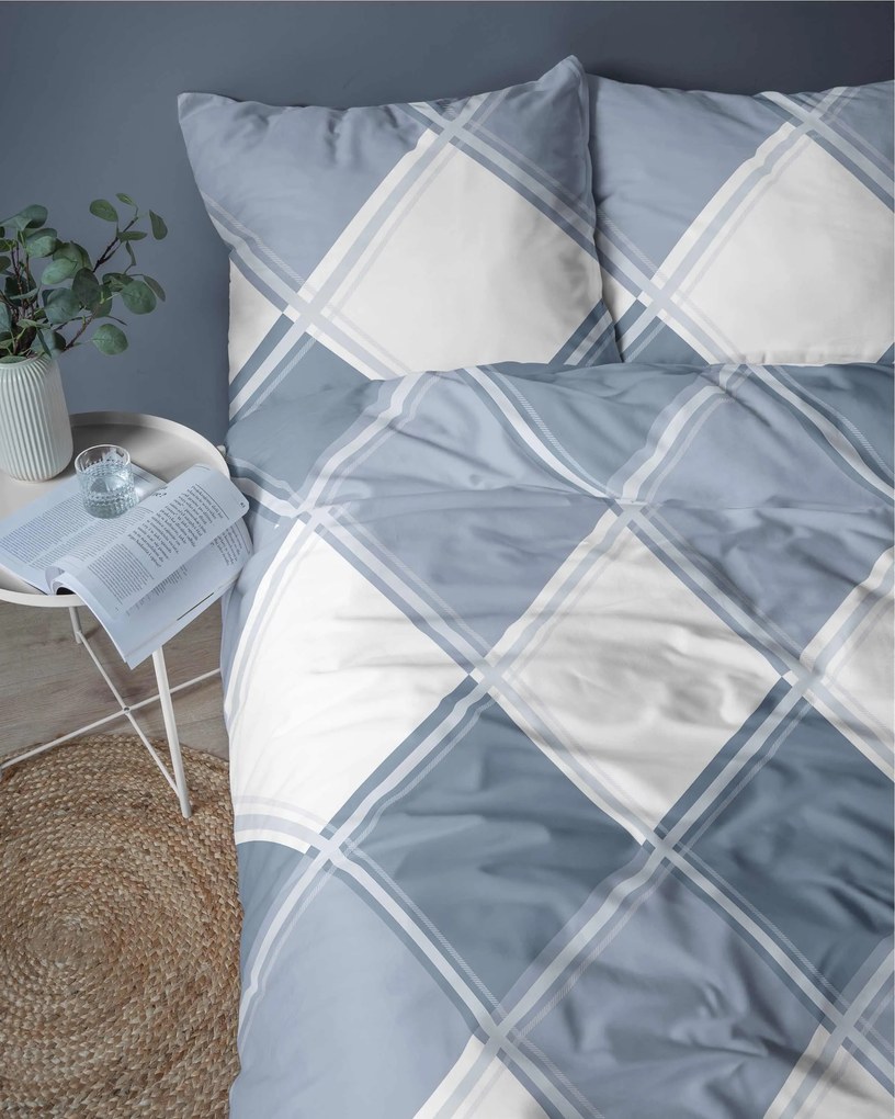 Detexpol Flanelové povlečení 220x200 modrá kostka 4955 B Flanel 2024