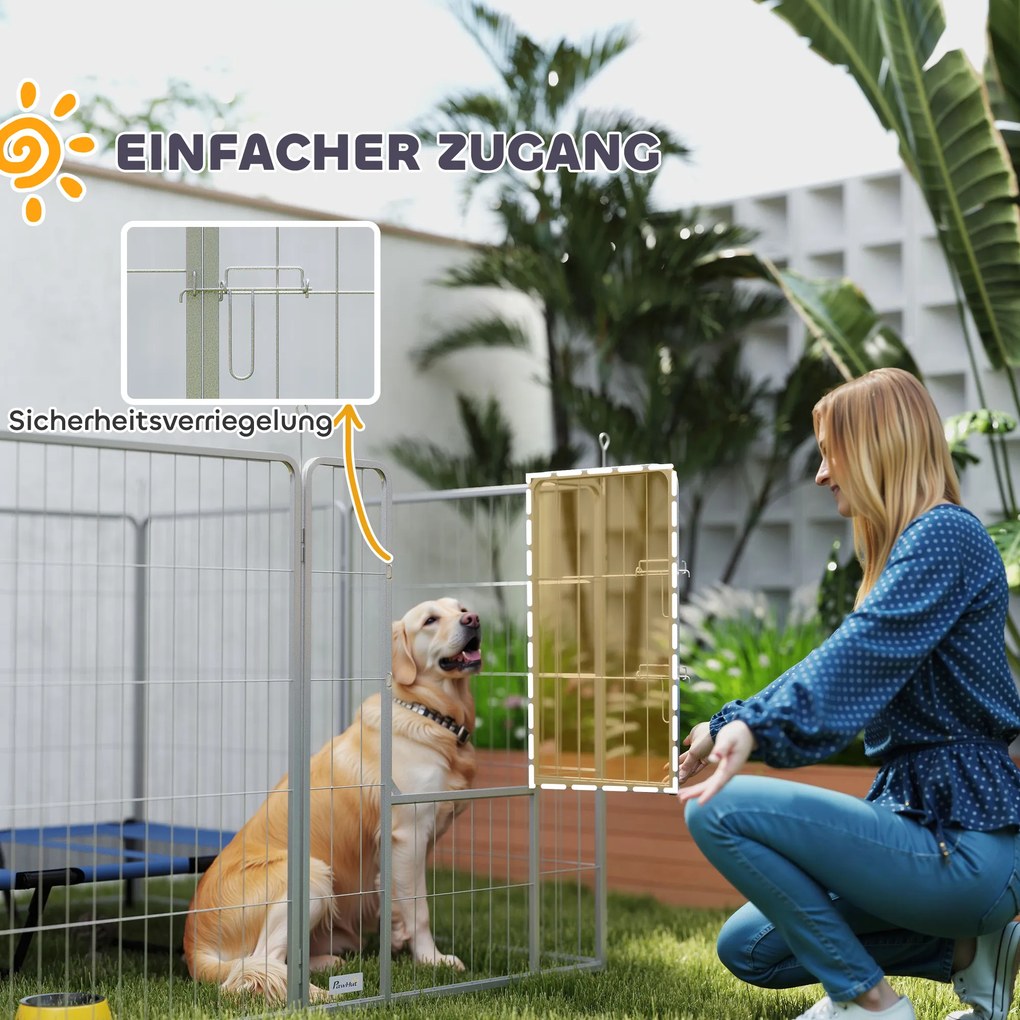 PawHut Ohrada pro psy, ohrada pro psy, hřiště pro domácí zvířata, flexibilně přizpůsobitelné, nerezová ocel D06-255V02SR