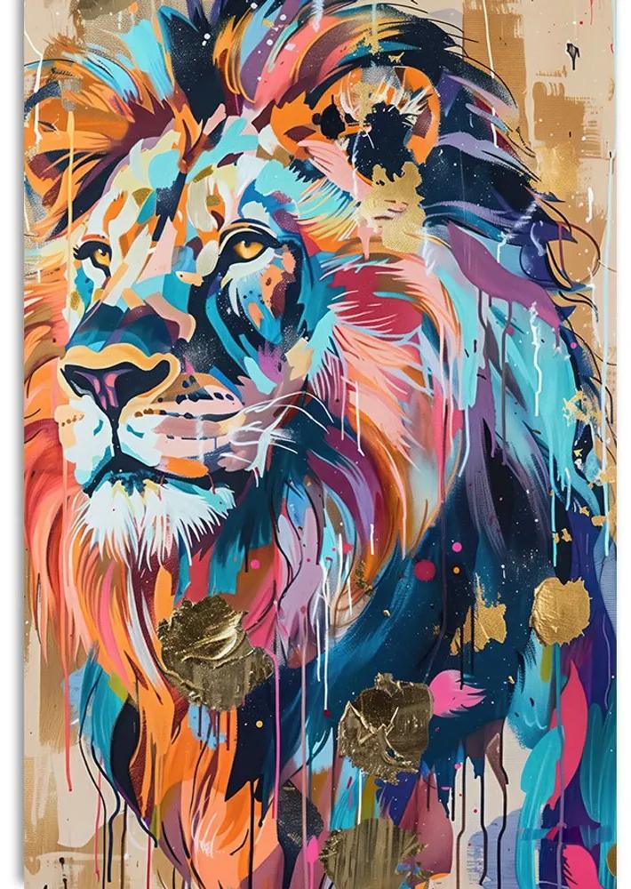Obraz lev s imitací malby