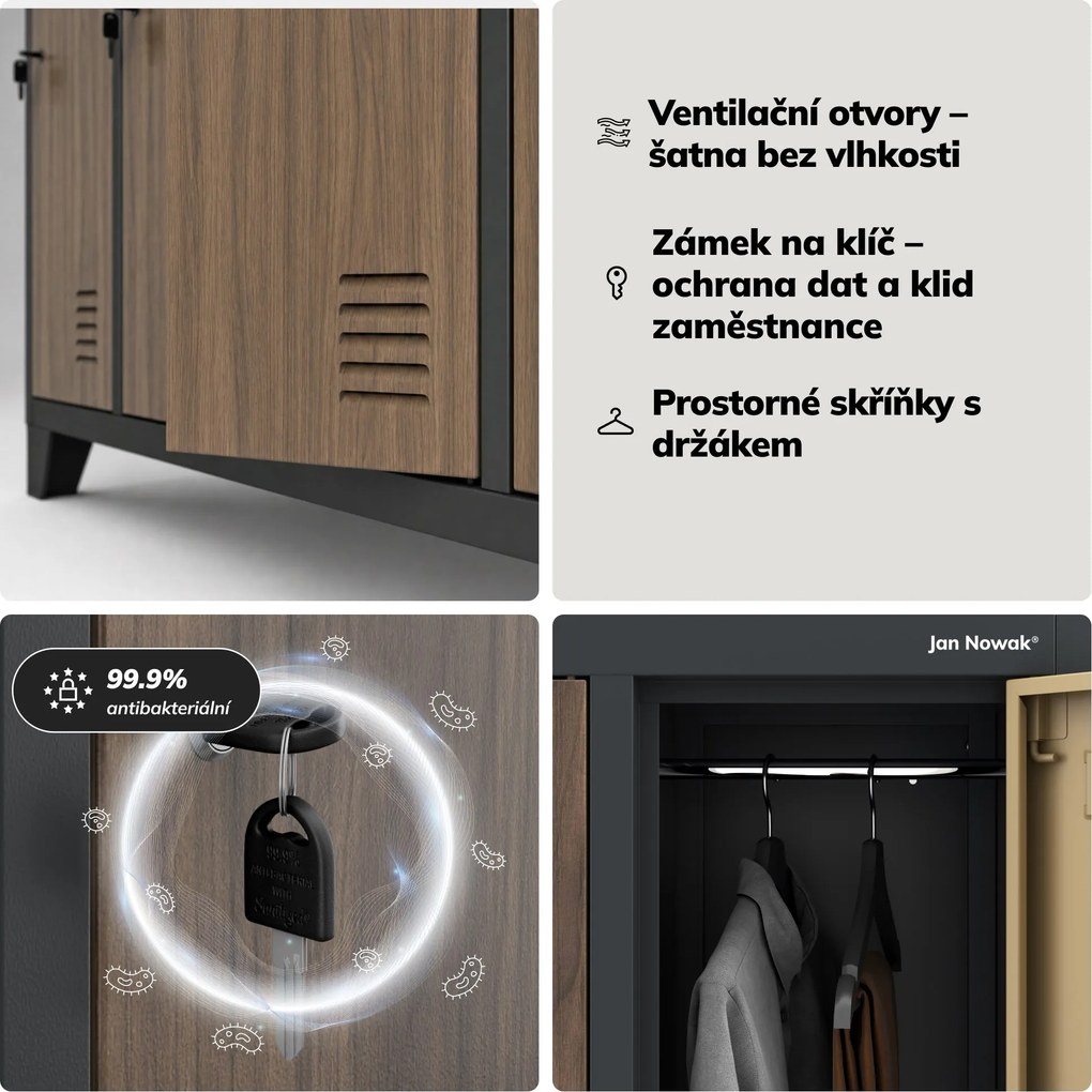 Šatní skříň 10-dveřová, antracit/ořech, 1360x1720x450 mm: BARTEK Eco Design