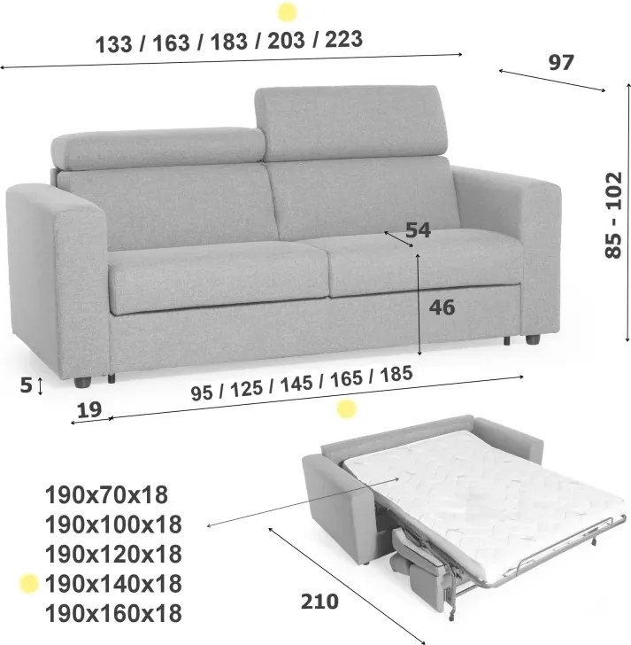 Pohovka TAVOLA s rozkladem na každodenní spaní, šedá (penelope 22), 140