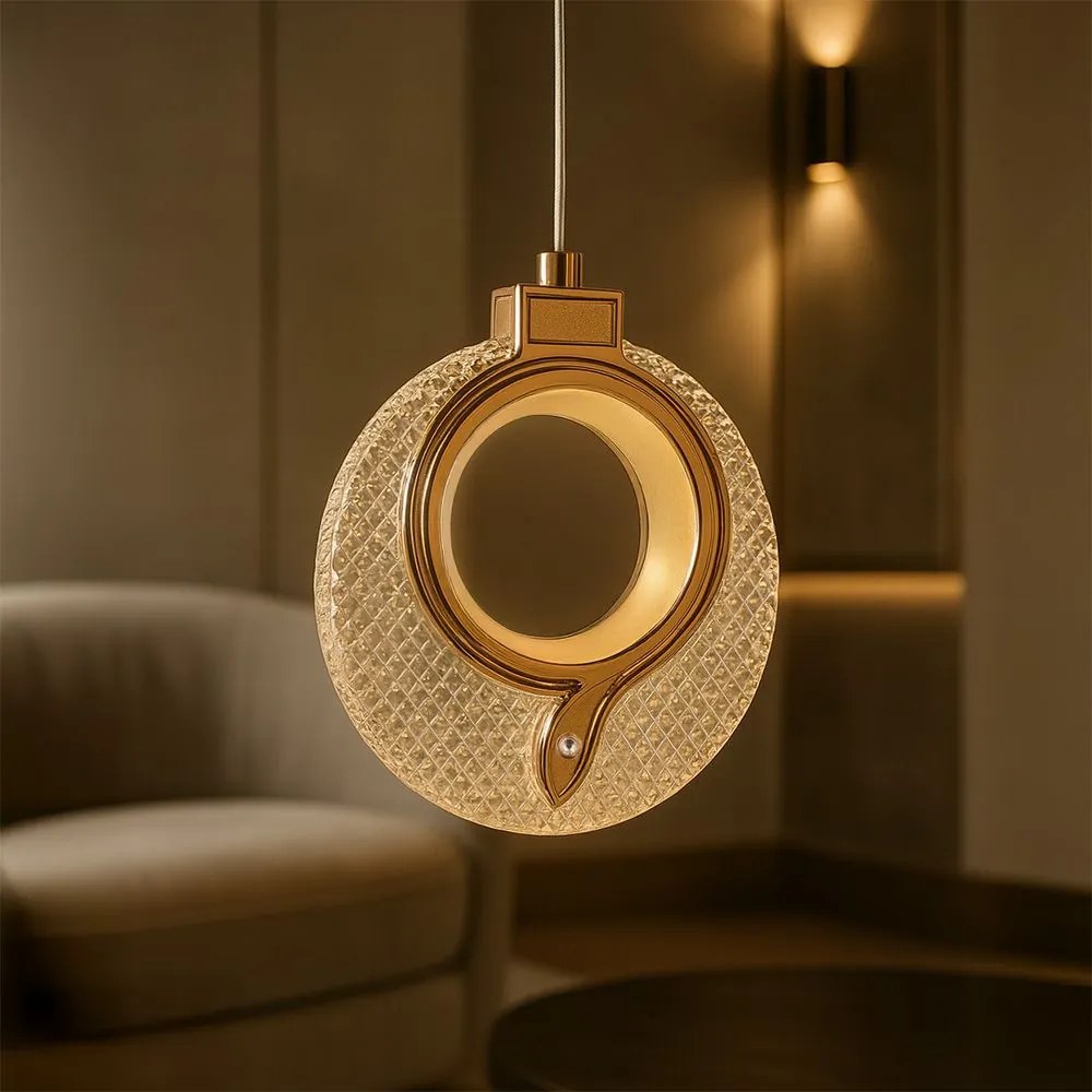 Toolight Toolight, LED křišťálové závěsné svítidlo 18x17cm, 12W, 3000K, LHJ110-1CP, růžové zlato, OSW-60051