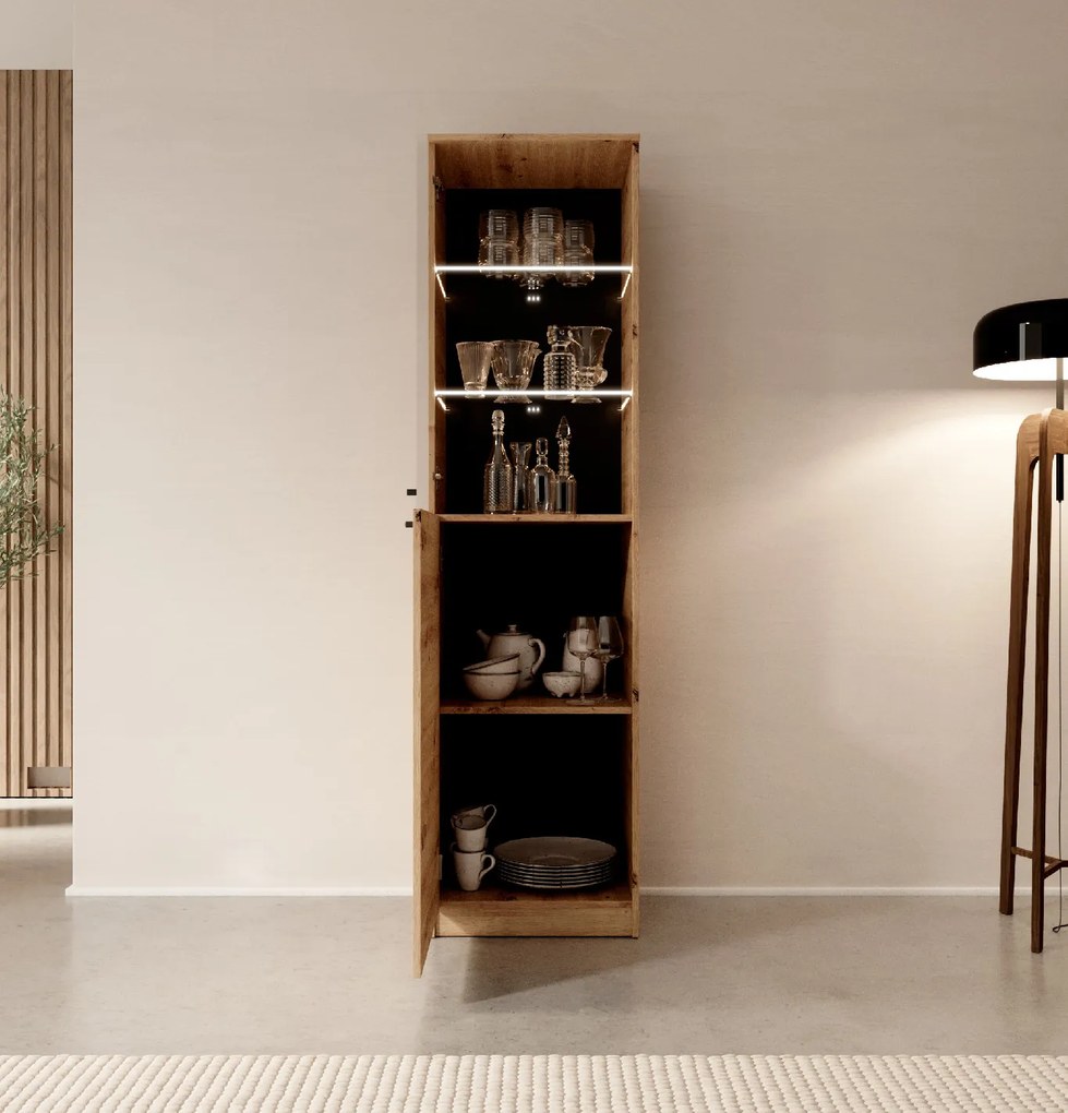 ADRK Furniture Vitrína Evi II s LED osvětlením ADRK-SHC-EVI-50-ART-L
