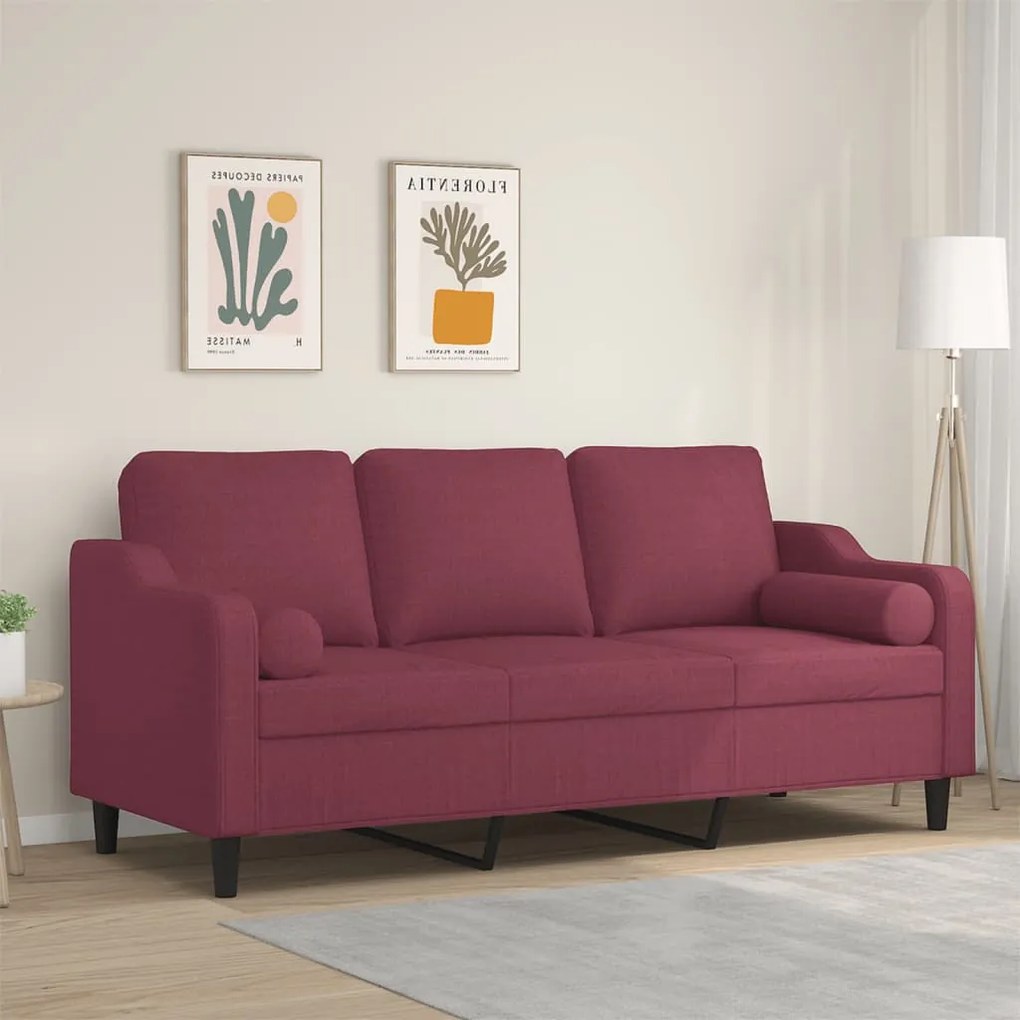 3místná pohovka s polštáři vínová 180 cm textil 3200859