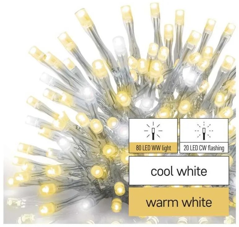 Světelný řetěz emos standard led spojovací řetěz blikající – rampouchy, 2,5 m, venkovní, teplá/studená bílá