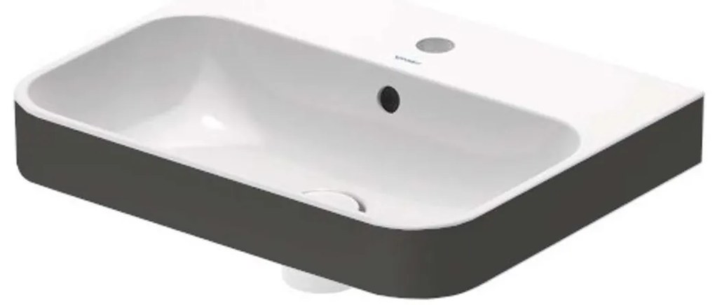 Duravit Happy D.2 - Umyvadlo na desku 50x40 cm, s přepadem, otvor pro baterii, WonderGliss, bílá/matný antracit 23605061001