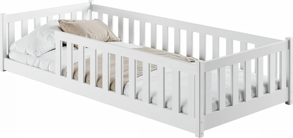 Dětská Montessori postel z masivu borovice BETTY - 160x80 cm - BÍLÁ