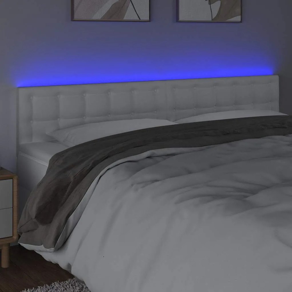 Čelo postele s LED bílé 160x5x78/88 cm umělá kůže 3121709