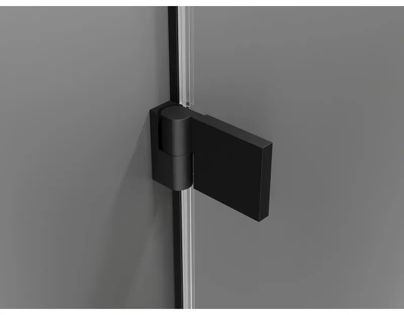 Mexen Lunar-B, levý výklopný sprchový kout 95 x 80 cm, 8mm čiré sklo, černý profil, 832-095-080-70-00-L