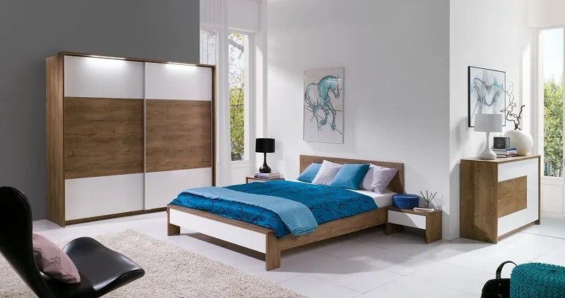 Manželská postel Latika 160x200 cm Barevné provedení: Dub riviera, bílá