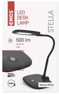 EMOS LED stolní flexibilní lampa STELLA, 5W, denní bílá, černá Z7602B