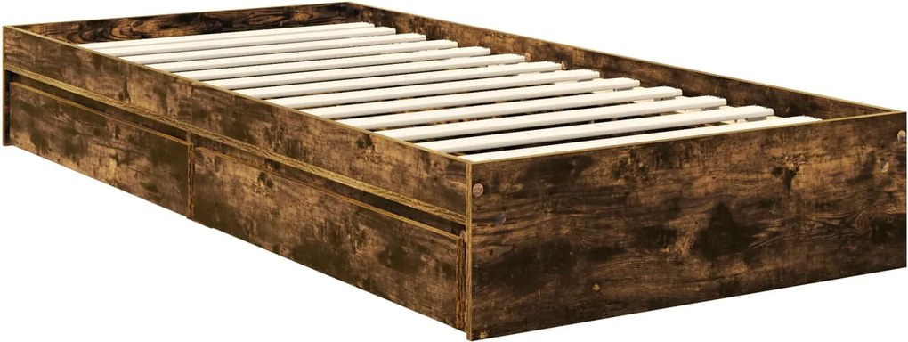 Postel s úložným prostorem se zásuvkou Kouřový dub 90 x 190 cm 3409591