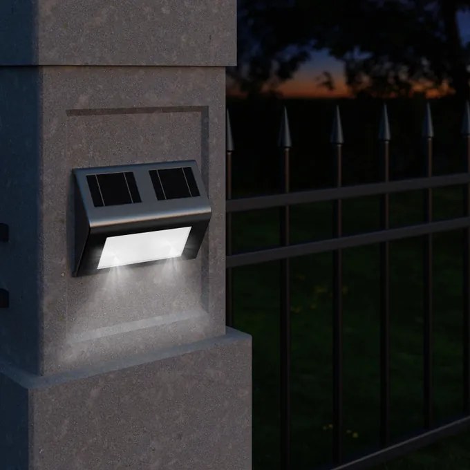 LED solární nástěnné osvětlení nerezové 101594