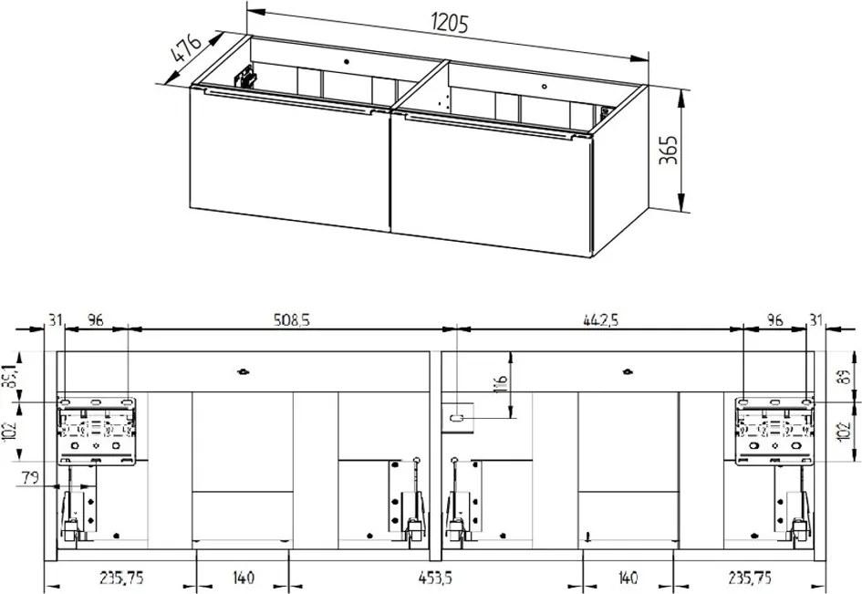 Mereo Mereo, Mailo, koupelnová skříňka s umyvadlem z litého mramoru 121 cm, chrom madlo, CN528M
