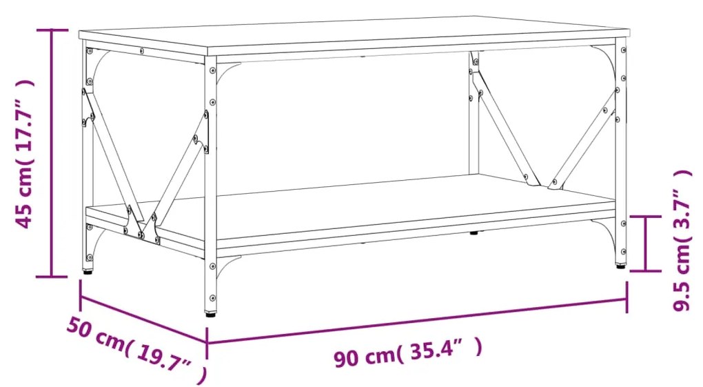 Konferenční stolek šedý sonoma 90 x 50 x 45 cm kompozitní dřevo - Default Title