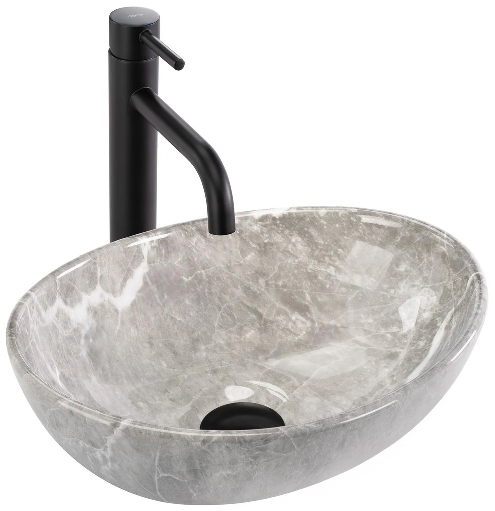 Rea Sofia Mini, umyvadlo na desku 350x260x125 mm, imitace kamene - šedá Grigio, REA-U9237