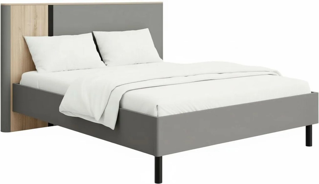 XXXLutz POSTEL, 180/200 cm, barvy grafitu, černá, dub artisan MID.YOU - Manželské postele - 000834017906