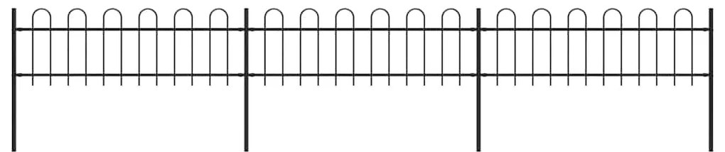 Zahradní plot s obloukem nahoře ocelový 504 x 60 cm černý 277640