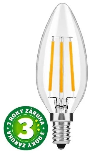 Prémiová retro LED žárovka E14 7W 870lm teplá, filament, ekv. 63W, 3 roky