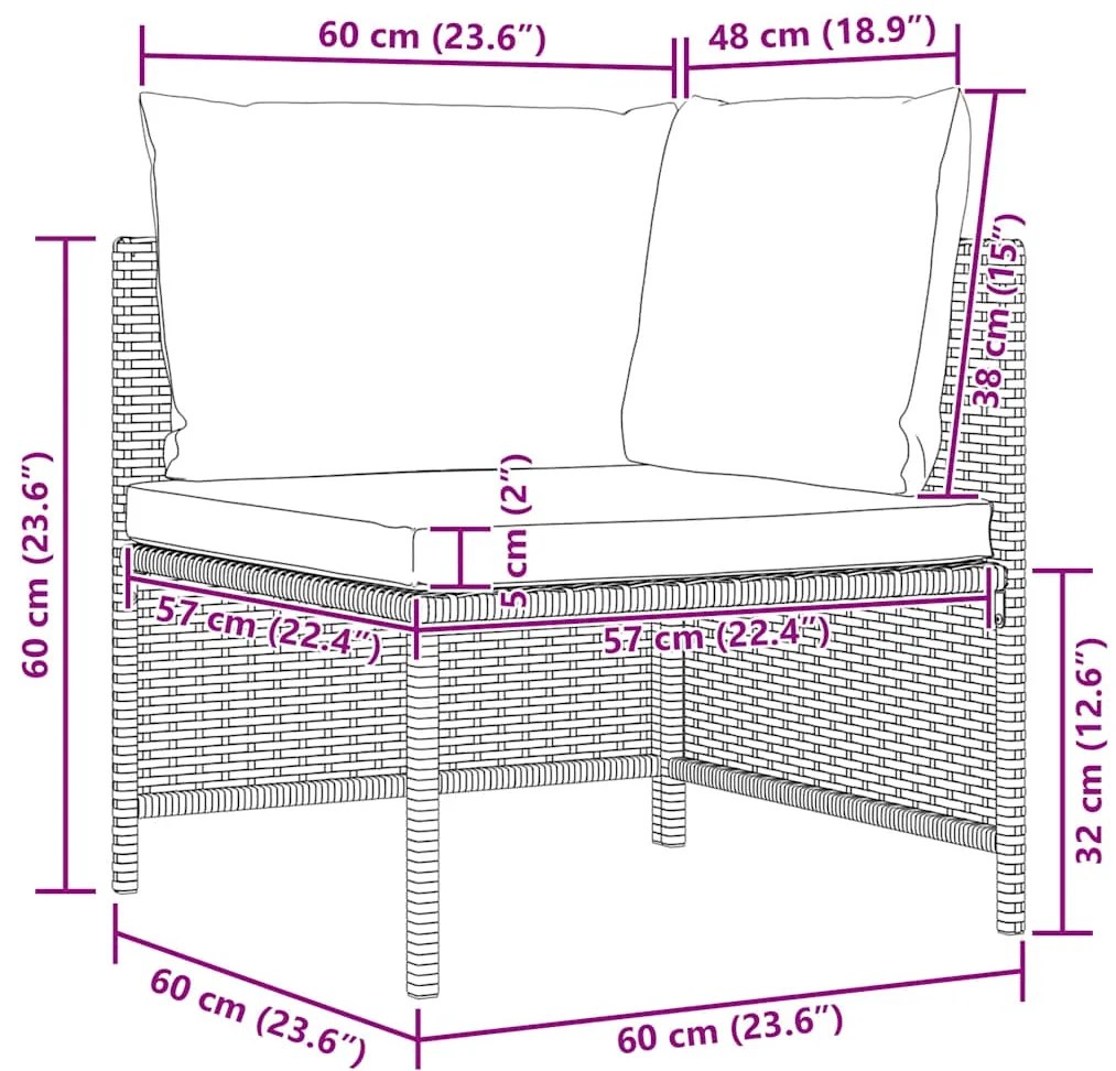 vidaXL Marketos 2místná zahradní pohovka s poduškami černá polyratan