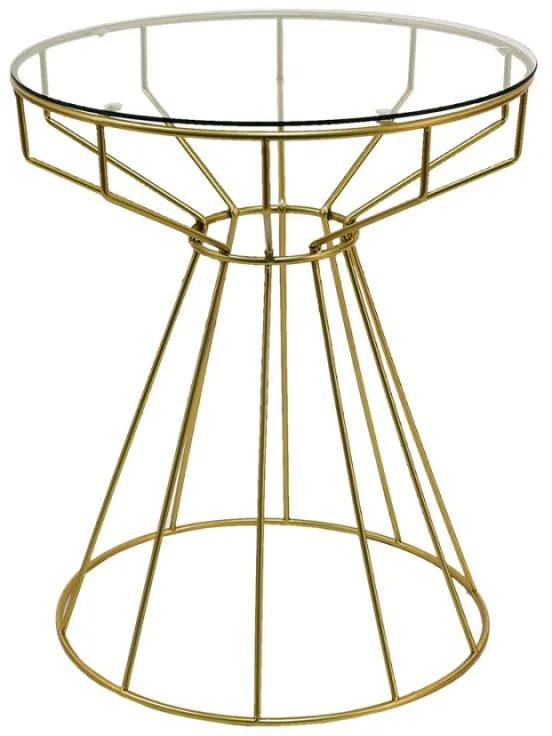 Zlatý odkládací stolek se skleněnou deskou Marius – 50x60 cm