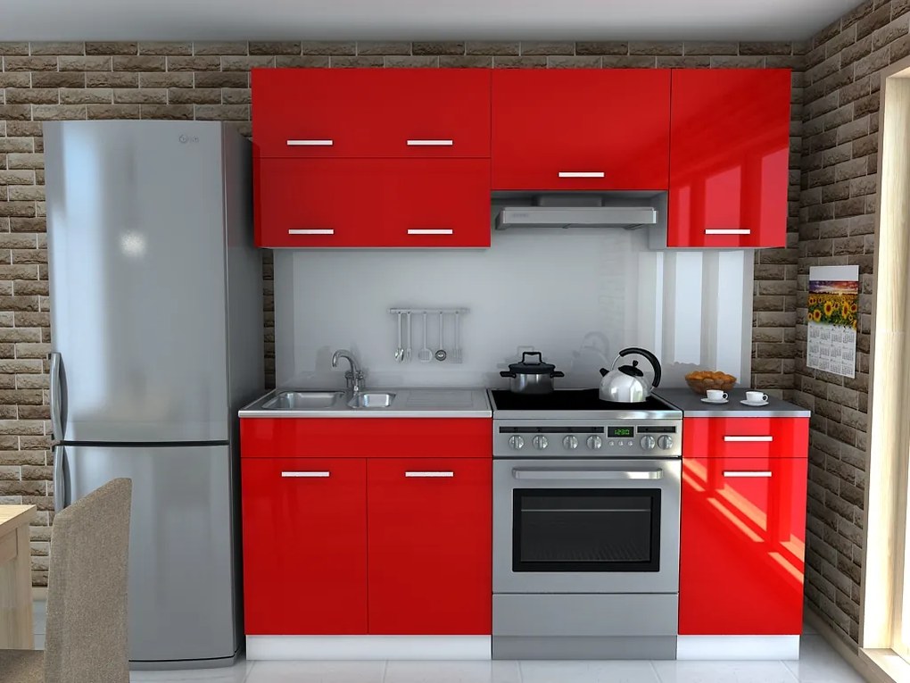 Kuchyňská linka DOMINIKA červený lesk 180/120