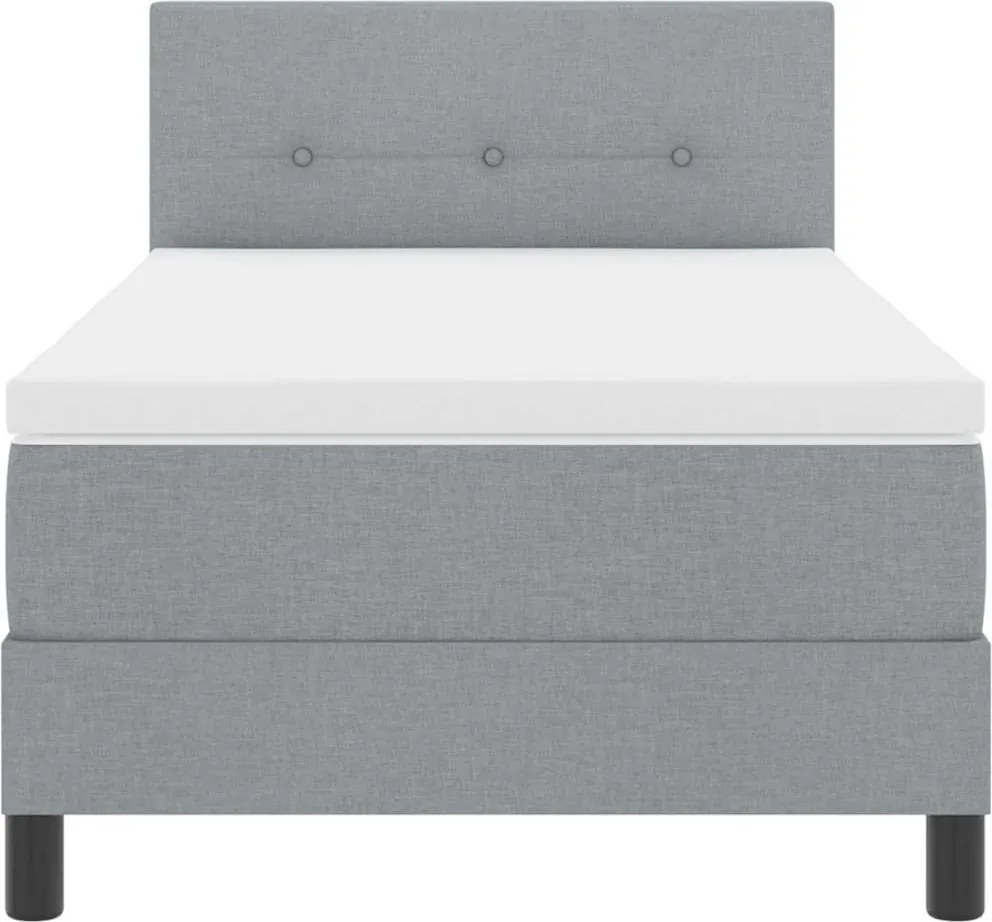 Postel s boxspringem s čelo Světle šedá 100 x 200 cm textil 3338664