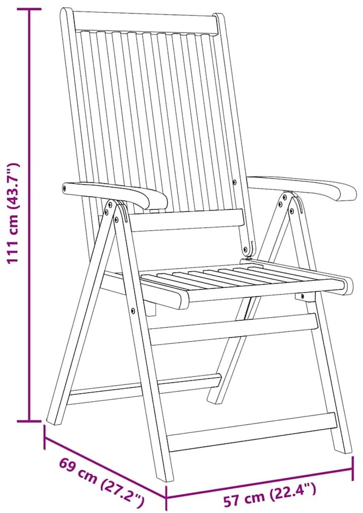 vidaXL Marketos Skládací zahradní židle 8 ks masivní akáciové dřevo