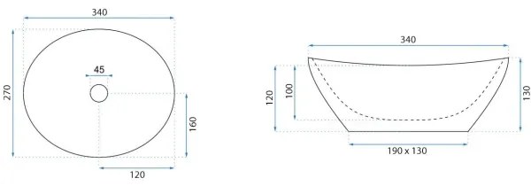 REA-U8014 - Umyvadlo na desku SOFIA MINI 27x34 cm keramika/dekor mramoru